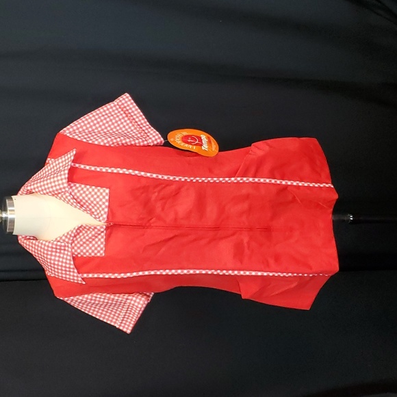 Vintage | Tops | Tempo Vintage Zip Front L Red White Polyester Waitress ...